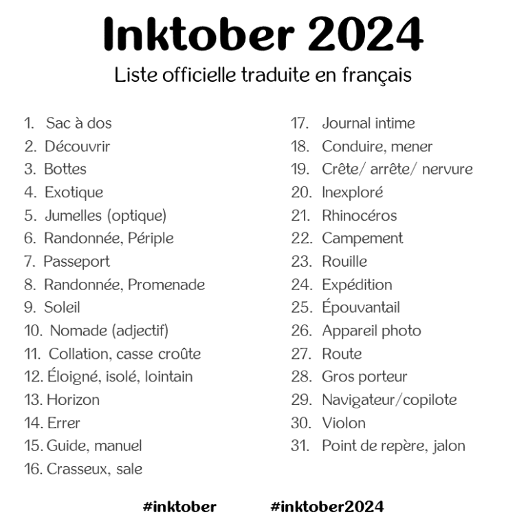 Inktober 2024! Liste en français – Césame et ses états d'âme